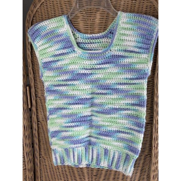 Handmade | Sweaters | Vintage Crochet Vest Handmade Small Cottage Hobo ...
